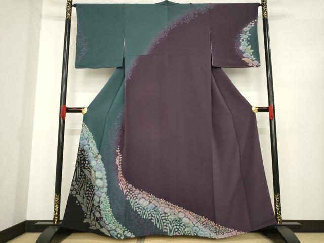 平和屋着物●訪問着　辻が花　絞り　舞花文　暈し染め　正絹　逸品　AABE6804ck