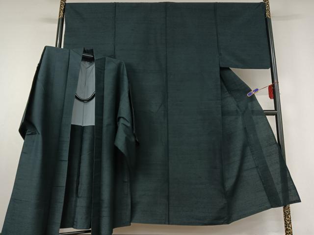 平和屋着物▽男性　紬　単衣　アンサンブル　褐返色　正絹　逸品　AABE6862jh