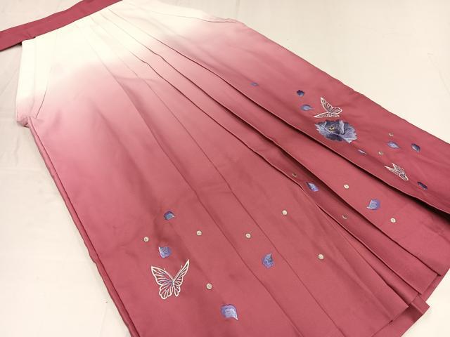 平和屋着物●女性　行灯袴　スザンヌプロデュース　Ashy　刺繍　花蝶文　暈し染め　洗える着物　AABE6926ph