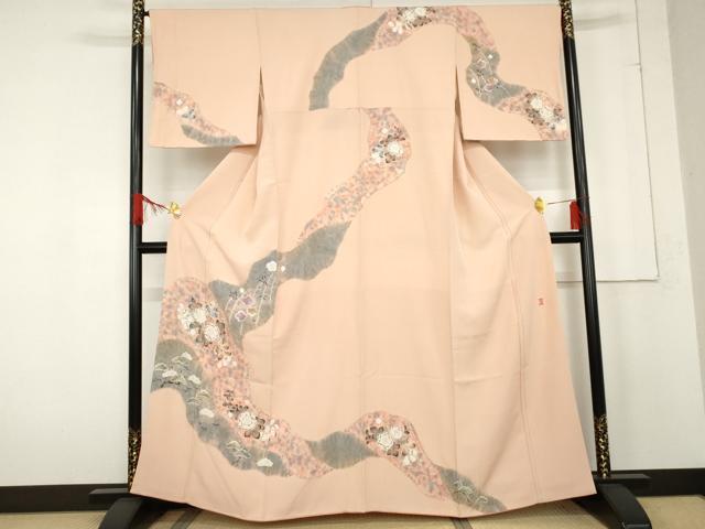 平和屋着物●十日町　名門　滝泰謹製　訪問着　絞り　辻が花　正絹　逸品　AABE7018cs