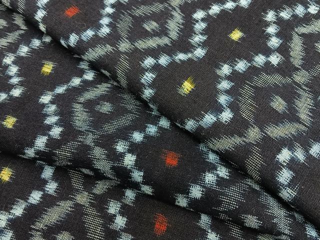 平和屋着物▽久留米絣　単衣　綿　菱文　逸品　BAAM6058pk