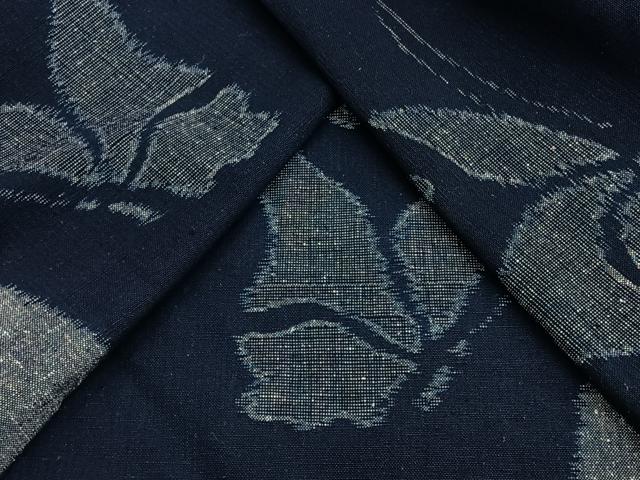 平和屋着物▽久留米絣　単衣　綿　舞蝶文　逸品　BAAM7883pm