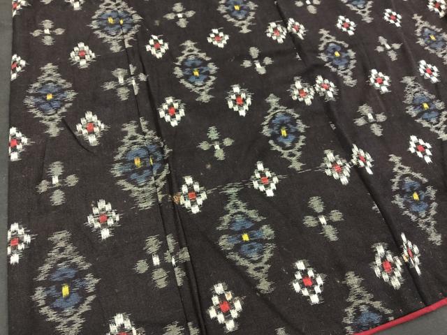 平和屋着物●久留米絣　単衣　綿　紬　菱紋　正絹　逸品　BAAM9513xa