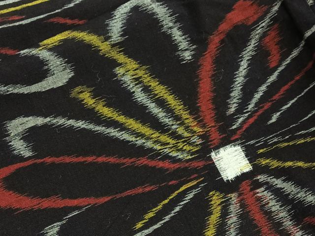 平和屋着物▽久留米絣 単衣 紬 舞花文 綿 正絹 逸品 BAAN8625pm