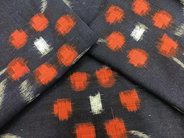 平和屋着物▽久留米絣　単衣　花唐草文　綿　逸品　BAAN9102pk