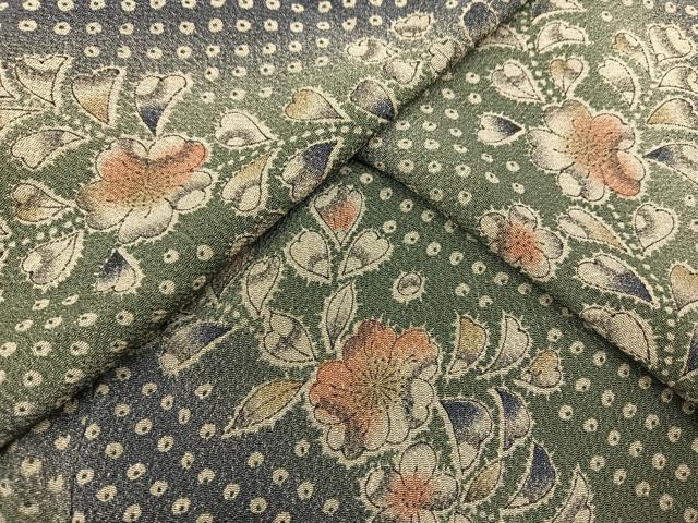 平和屋着物▽上質な小紋　単衣　辻が花　手描き　暈し染め　鬼しぼ縮緬　正絹　逸品　BAAS1814ow