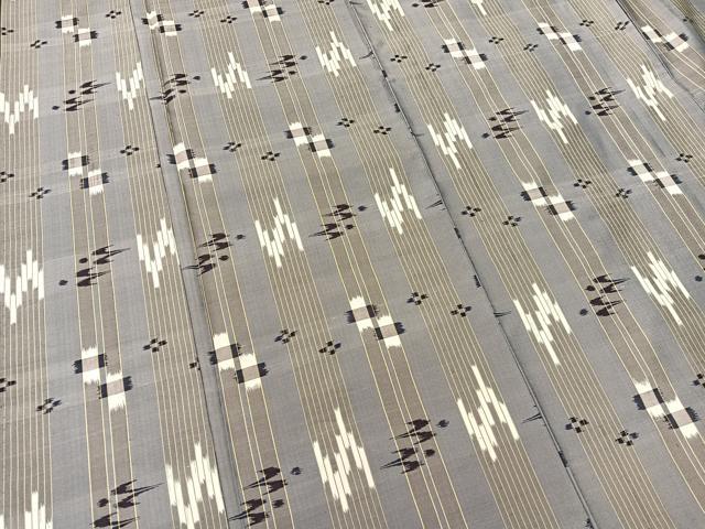 平和屋着物▽本場琉球絣　紬　単衣　トゥイグワァ　正絹　逸品　未使用　BAAS8314hv