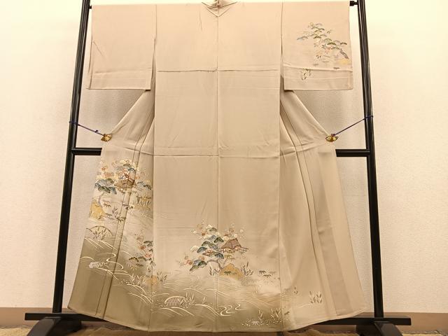 平和屋着物▽訪問着　単衣　御所解花文　暈し染め　金彩　正絹　逸品　BAAS8315hv