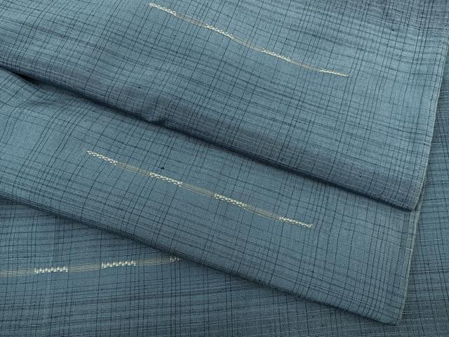 平和屋着物▽上質な紬　単衣　格子　正絹　逸品　BAAS8329hv