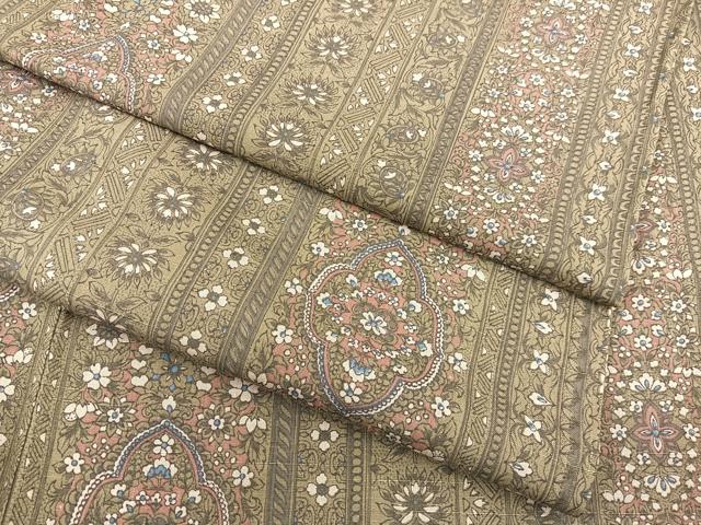 平和屋着物▽上質な小紋　単衣　紬地　花間道　正絹　逸品　BAAS8352hv