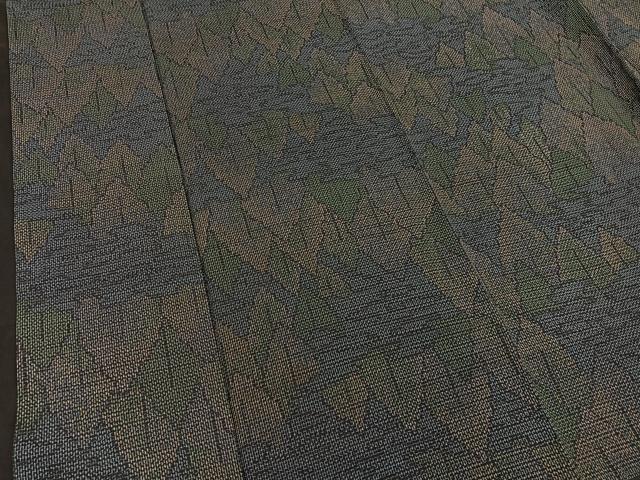 平和屋着物▽上質な紬　単衣　樹林文　正絹　逸品　BAAS8361hv