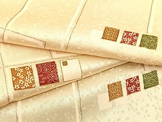 平和屋着物▽上質な小紋　単衣　幾何学文様　正絹　逸品　未使用　BAAS8369hv