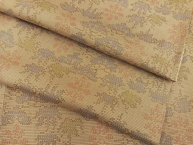 平和屋着物▽上質な紬　単衣　松竹花文　正絹　逸品　BAAS8387hv