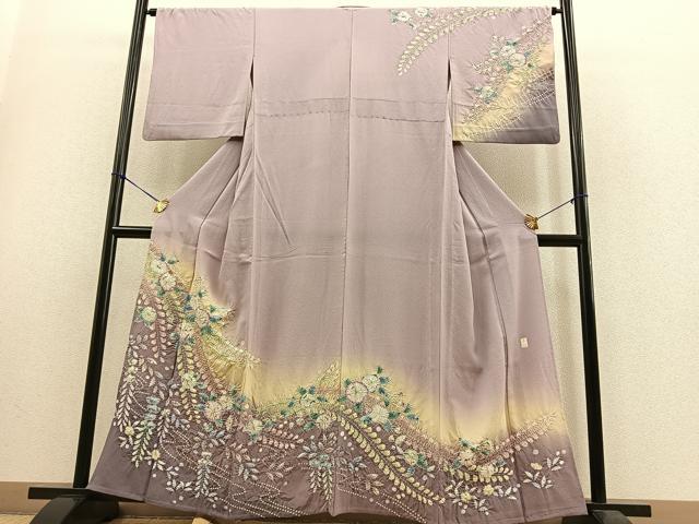 平和屋着物▽訪問着　単衣　作家物　辻が花　正絹　逸品　BAAS9214ow