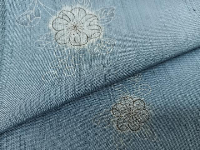 平和屋着物▽上質な紬　単衣　辻が花　正絹　逸品　BAAT0609yc