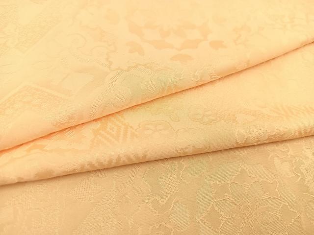 平和屋着物▽上質な色無地　単衣　切り嵌め正倉院花地紋　肌色　正絹　逸品　BAAT0616yc