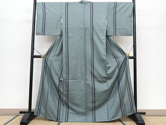 平和屋着物●石川県指定無形文化財　牛首紬　白山工房　手織り　間道　さが美扱い　正絹　逸品　BAAT0856yc