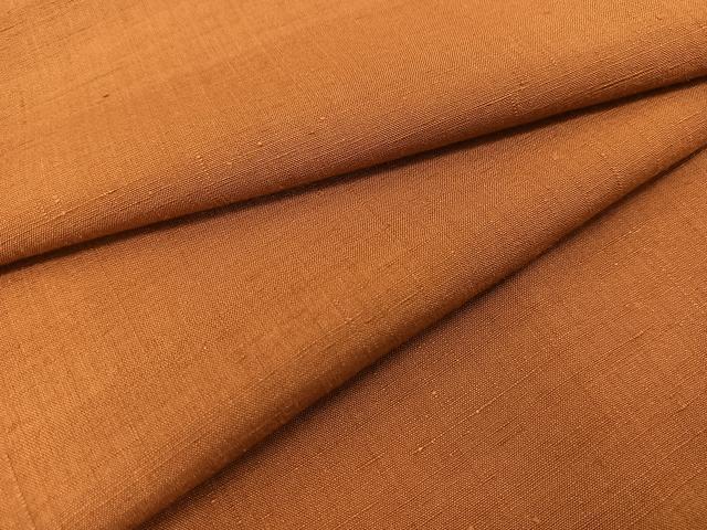 平和屋着物●本場結城紬　重要無形文化財　色無地　代赭色　正絹　逸品　BAAT0859yc