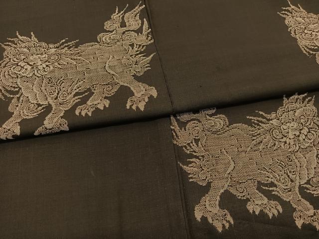 平和屋着物●本場大島紬　9マルキ　地空き　唐獅子　正絹　逸品　BAAT0870yc