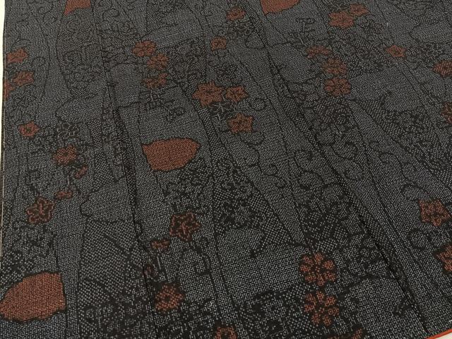 平和屋着物●本場結城紬　重要無形文化財　100亀甲　立涌花文　正絹　逸品　未使用　BAAT0901yc