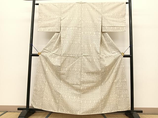 平和屋着物○本場大島紬 白大島 7マルキ 更紗花文 正絹 逸品 BAAT0968yc