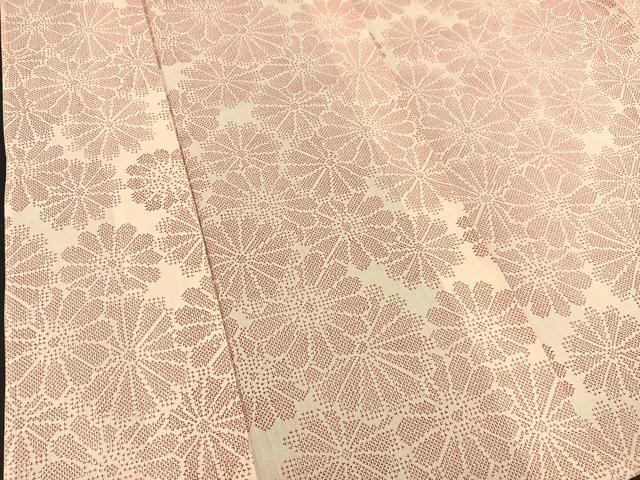 平和屋着物▽上質な小紋　単衣　菊　正絹　逸品　BAAT1108hv