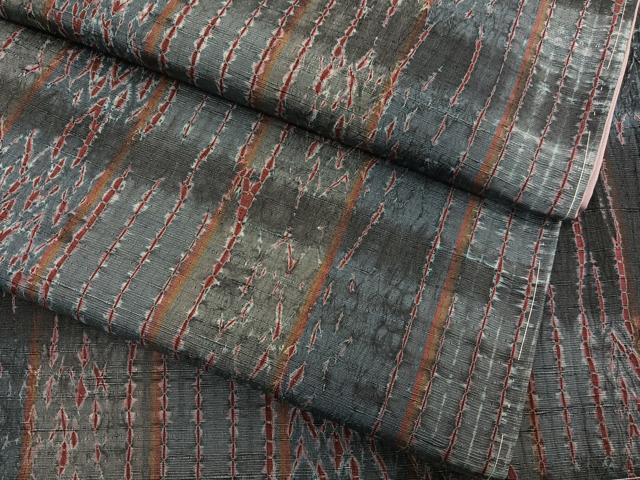 平和屋着物●上質な小紋　紬地　総絞り　横段文　正絹　逸品　未使用　BAAT6641hv