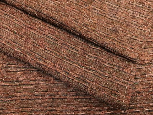 平和屋着物●菅原工房　菅原結作　漢方染紬　小紋　ふくれ織　横段文　正絹　逸品　未使用　BAAT6653hv