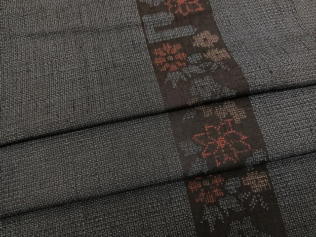 平和屋着物●本場結城紬　重要無形文化財　花間道　正絹　逸品　未使用　BAAT6681hv