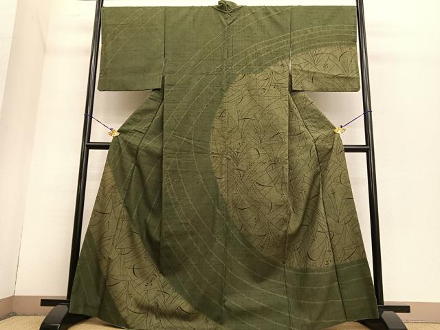 平和屋着物●訪問着　紬地　絞り　枝花文　正絹　逸品　BAAT6683hv