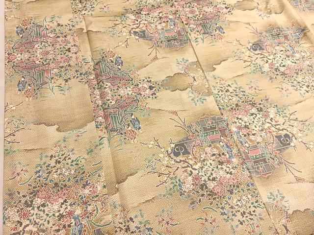 平和屋着物●本場大島紬　人物風景文　正絹　逸品　BAAT6684hv