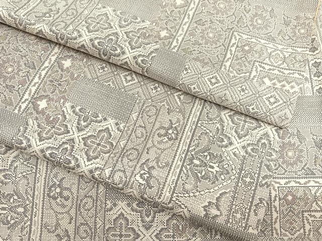 平和屋着物●上質なお召　横段花唐草文　正絹　逸品　BAAT6699hv