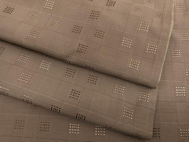 平和屋着物●上質な紬　花織　市松文様　正絹　逸品　BAAT6707hv