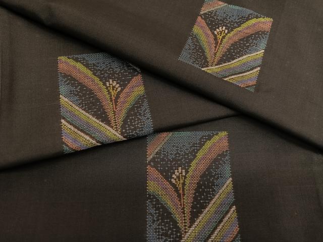 平和屋着物●本場大島紬　9マルキ　地空き　色紙花文　正絹　逸品　BAAT6719hv