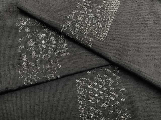 平和屋着物●結城紬　100亀甲　短冊花文　正絹　逸品　未使用　BAAT6726hv