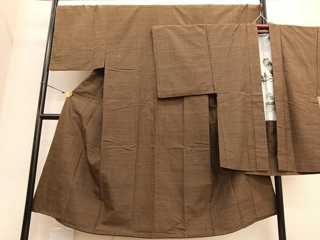 平和屋着物●男性　紬　アンサンブル　亀甲文様　正絹　逸品　BAAT6743hv