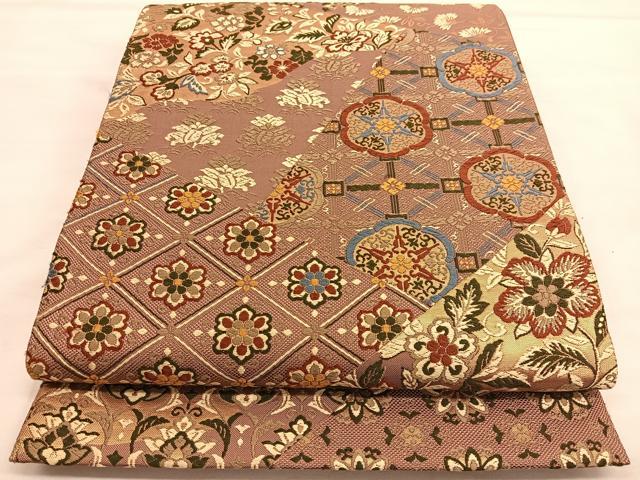 平和屋着物■六通柄袋帯　唐織　切嵌花文　金糸　正絹　逸品　BAAT6801hv