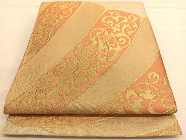 平和屋着物■銀座きしや　西陣　川島織物　六通柄　本袋帯　唐草文　金糸　正絹　逸品　BAAT6832hv