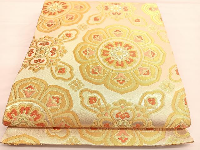 平和屋着物■西陣の名門　本家加納　六通柄袋帯　唐織　菱天井花文　金糸　正絹　逸品　BAAT6833hv