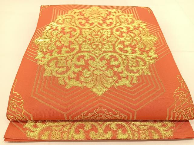 平和屋着物●西陣　川島織物　六通柄　本袋帯　正倉院花文　金糸　正絹　逸品　BAAT8032yc