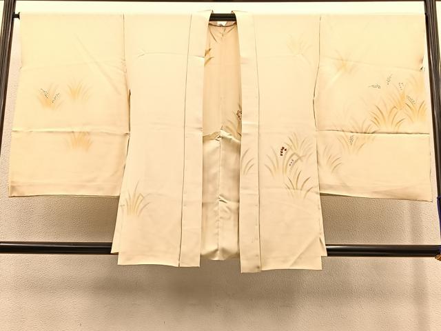 平和屋着物＃羽織　仮絵羽　手描き　刺繍　草花文　正絹　逸品　未使用　BAAT8938gt