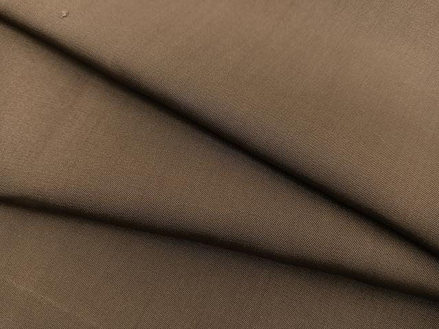 平和屋着物＃道行コート　単衣　ロング丈　色無地　お召地　媚茶色　正絹　逸品　BAAT8974gt