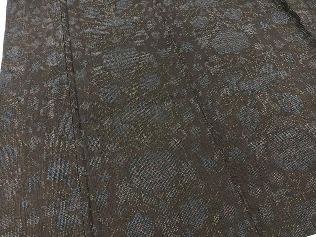 平和屋着物▽結城紬　単衣　80亀甲　宝相華　正絹　逸品　未使用　BAAT9024yc