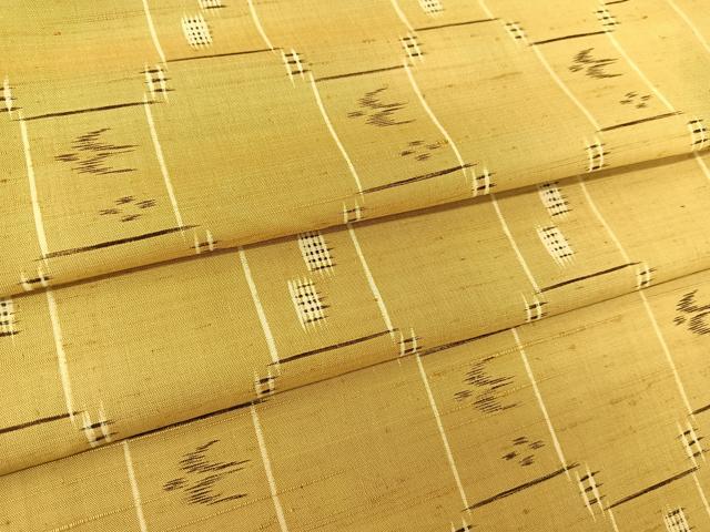 平和屋着物▽上質な紬　単衣　琉球絣文様　正絹　逸品　BAAT9031yc