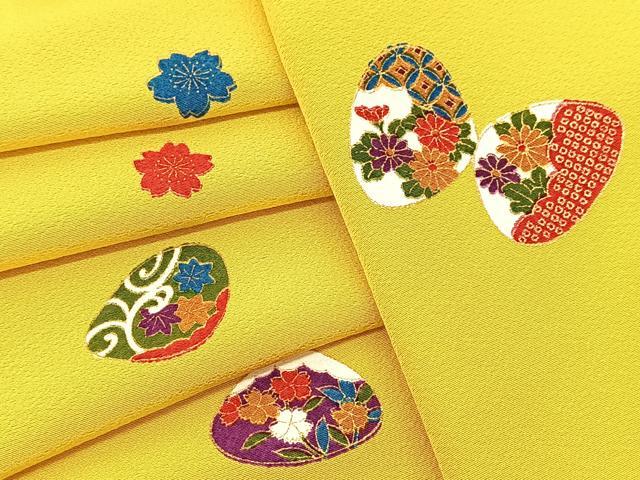 平和屋着物▽上質な小紋　単衣　貝合せ吉祥花文　金彩　正絹　逸品　BAAT9088yc