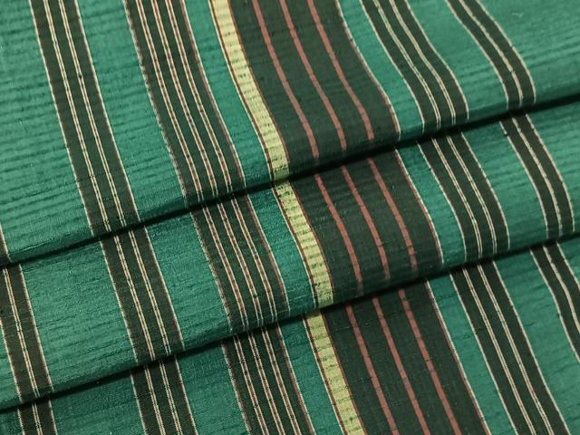 平和屋着物▽上質な紬　単衣　縞　正絹　逸品　BAAT9090yc