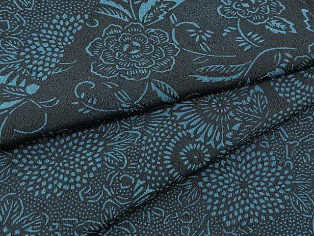 平和屋着物▽小紋　単衣　型染め　切嵌更紗花唐草文　洗える着物　BAAT9105yc