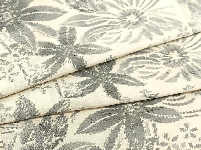 平和屋着物▽上質な紬　単衣　花尽くし　正絹　逸品　BAAT9106yc