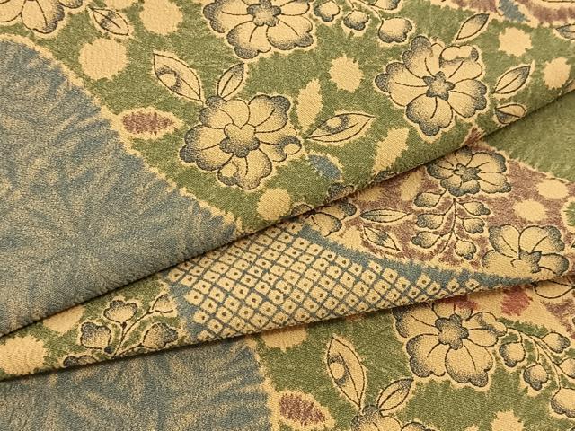 平和屋着物▽小紋　単衣　裏菊七宝文　洗える着物　BAAT9126yc