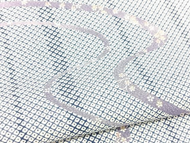 平和屋着物▽小紋　単衣　流線花文　洗える着物　BAAT9130yc